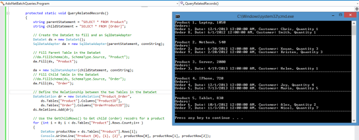 Batch queries, Multiple Result Sets and Parameterized Queries in ADO ...